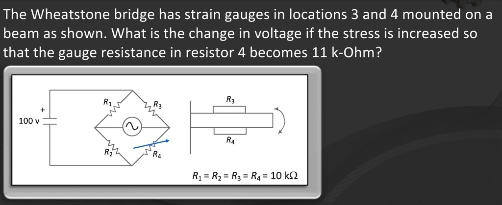 the wheatstone bridge has strain gauges in locations 3 and 4 mounted on ...