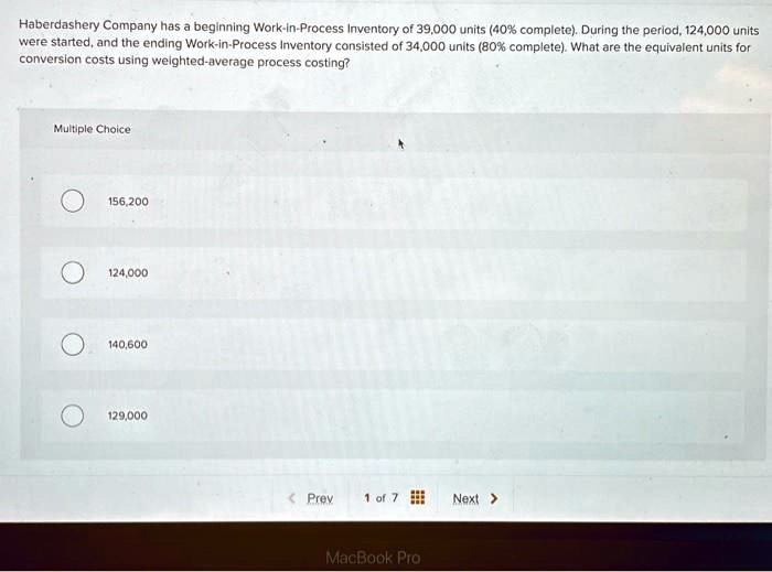 SOLVED: Haberdashery Company has a beginning Work-in-Process Inventory ...