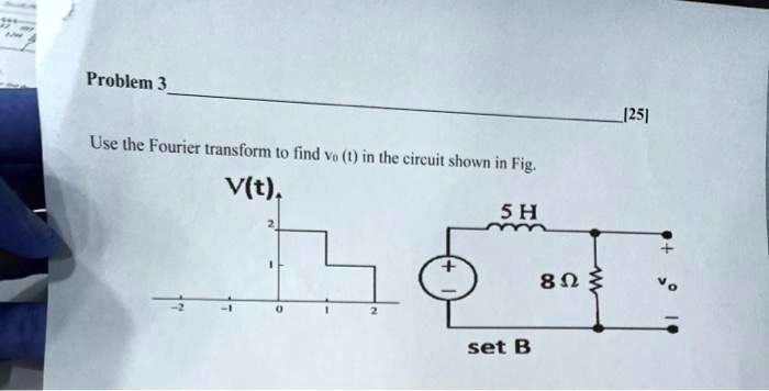 SOLVED: Problem3 [25] Use the Fourier transform to find vo in the circuit shown in Fig V(t), 5H ...