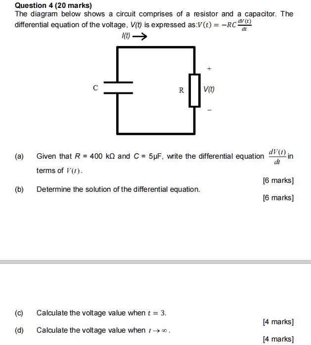 SOLVED: Question (20 marks): The diagram below shows a circuit ...