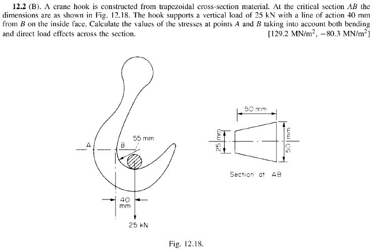 12.2 (A crane hook is constructed from trapezoidal cross-section ...