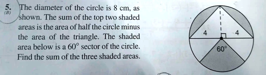 The diameter of the circle is 8 cm, as shown. The sum of the top two ...