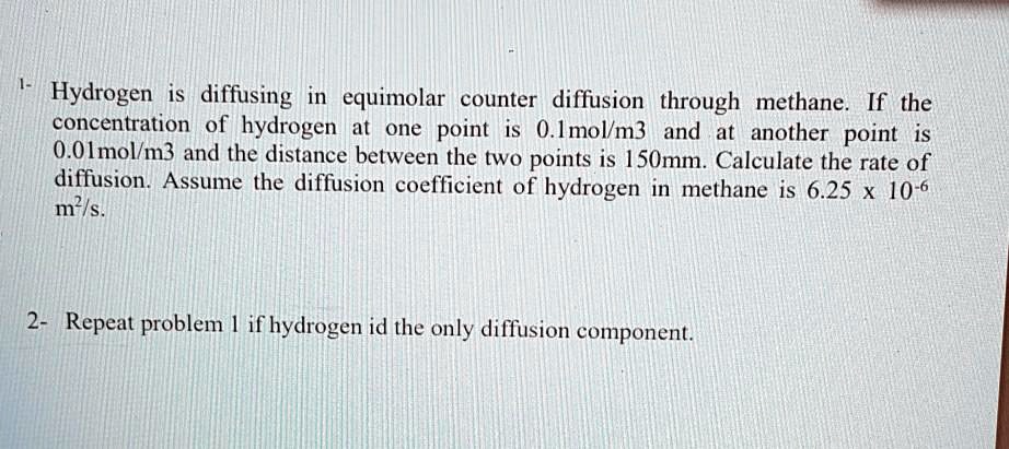SOLVED: Hydrogen diffusing in equimolar counter diffusion through ...