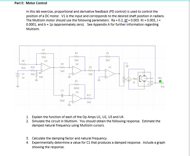 SOLVED: Part E: Motor Control In this lab exercise, proportional and derivative feedback (PD ...