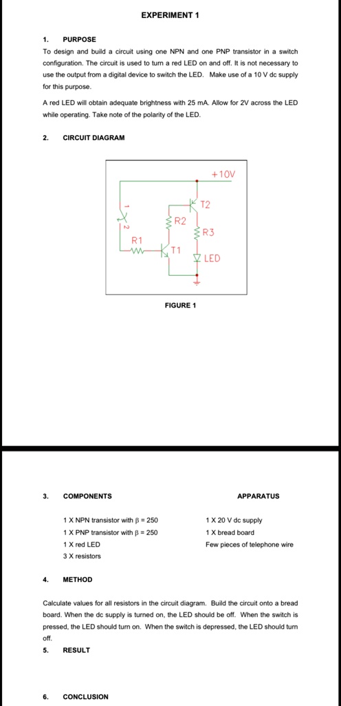 SOLVED: Please assist using Multisim software. EXPERIMENT 1 1. PURPOSE To design and build a ...