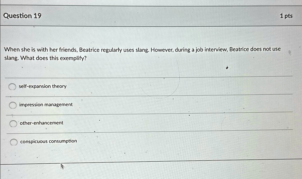 SOLVED: Question 19 1 pts When she is with her friends, Beatrice ...