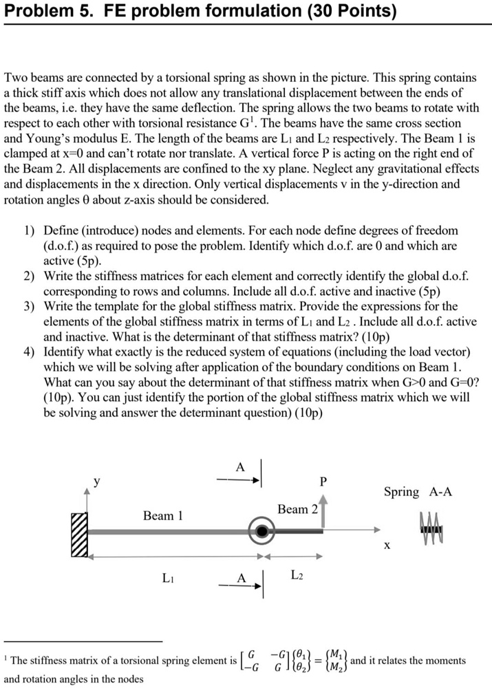 SOLVED: Mechanical Engineering - Finite Element Methods Problem Problem ...