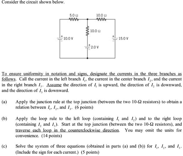 SOLVED: Consider the circuit shown below. 5.0 W 10.0 WW 10.0 10.0V 15 ...