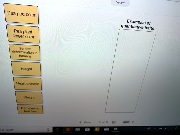 SOLVED:Pea pod color Examples of quantitative traits Pea plant flower ...