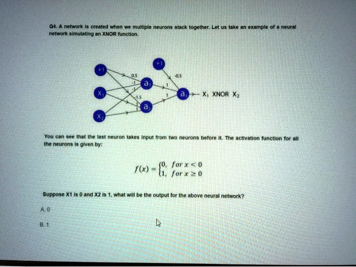 SOLVED: Q4. A network is created when we multiply neurons stacked together. Let us take an ...