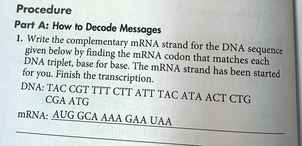 SOLVED: 'Procedure Part A: How to Decode Messages 1. Write the ...