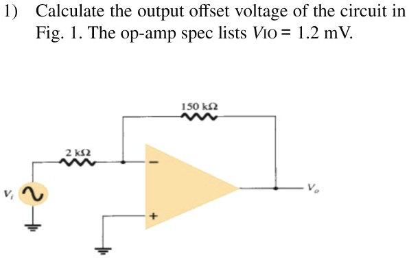 SOLVED: 1) Calculate the output offset voltage of the circuit in Fig. 1.The op-amp spec lists ...