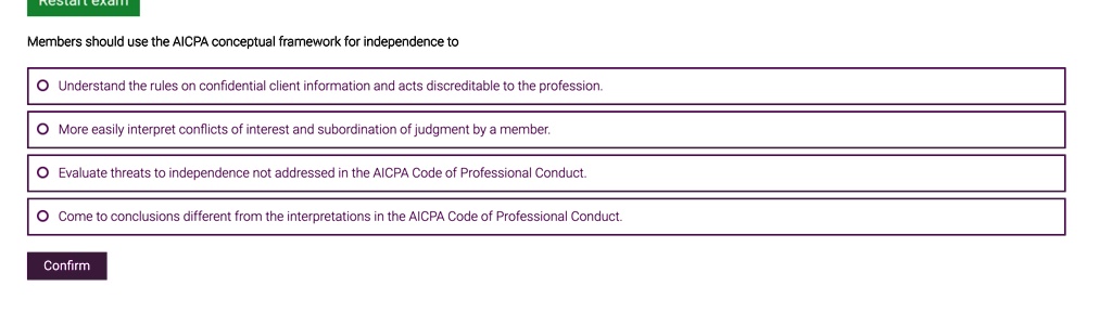 Members should use the AICPA conceptual framework for independence to O ...
