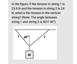 SOLVED: In the figure, if the tension in string 1 and the tension in ...