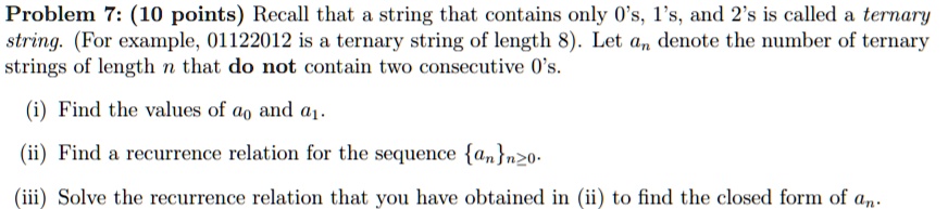 Solved Problem 7 10 Points Recall That String That Contains Only 0s 1s And 2 Is Called A 4156