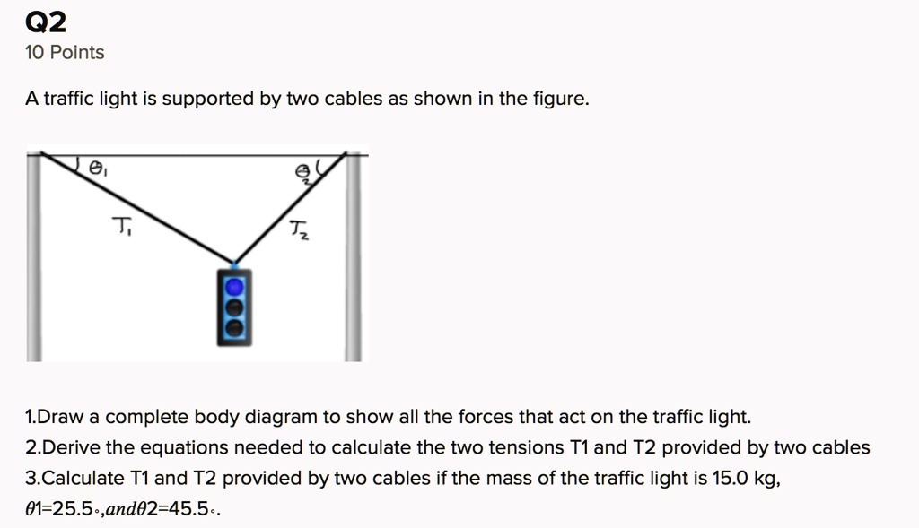 02 10 points traffic light is supported by two cables as shown in the ...