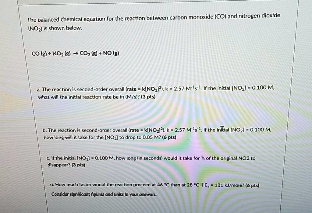 SOLVED: The balanced chemical equation for the reaction between carbon ...