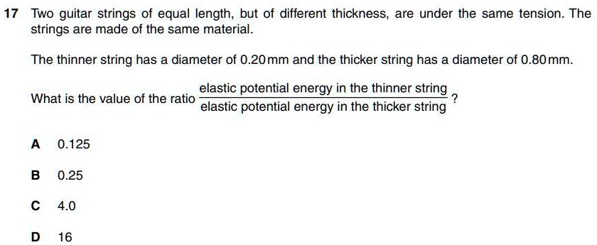 17 Two guitar strings of equal length, but of different thickness, are ...