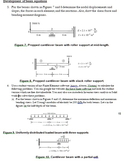 Development of beam equations 5. For the beams shown in Figures 7 and 8 determine the nodal ...