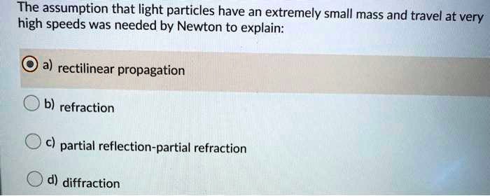 SOLVED: The assumption that light particles have an extremely small ...