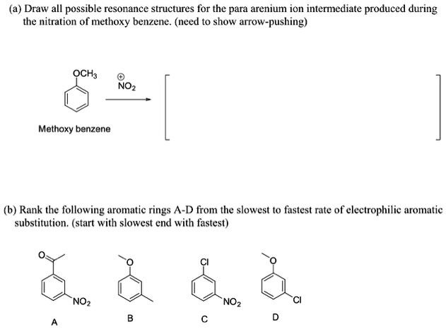 (a) Draw all possible resonance structures for the para arenium ion ...