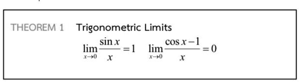 SOLVED: THEOREM 1 Trigonometric Limits sin X cosx - [ lim =[ lim =0 40