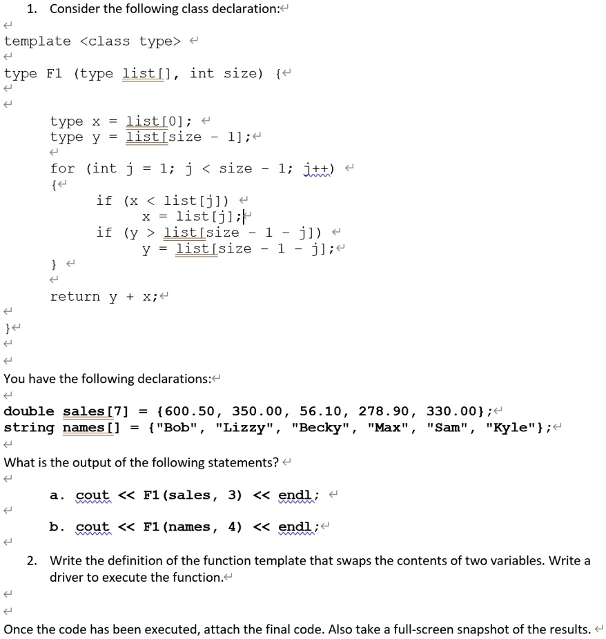 SOLVED: 1. Consider the following class declaration: template type Fl (type list[], int size ...