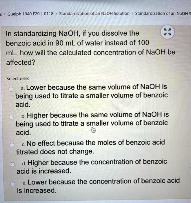 SOLVED: Guelph 1040 F20 0118 Standardization of an NaOH Solution Standardization of an NaOH In ...