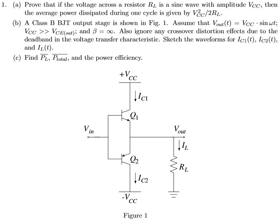 SOLVED: a. Prove that if the voltage across a resistor R is a sine wave with amplitude Vcc, then ...