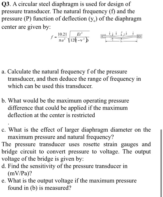 SOLVED: Q3. A circular steel diaphragm is used for the design of a ...
