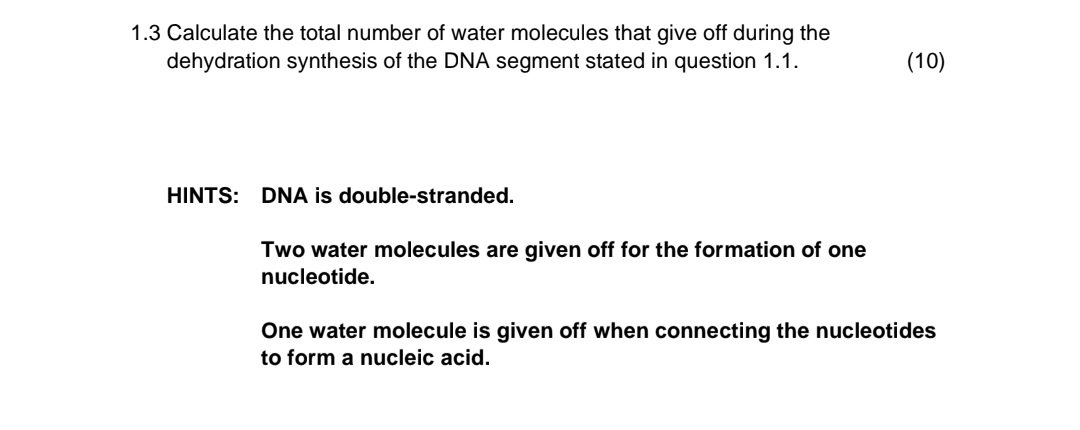 SOLVED: 1.3 Calculate the total number of water molecules that give off ...