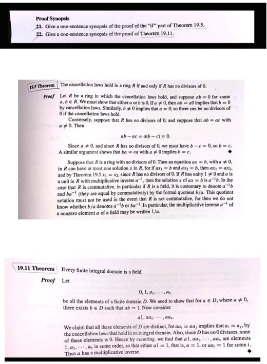 prool synopk give one scntcnce snopsis of the unf oftnc pat of theorem 19 5 onc scllence ...