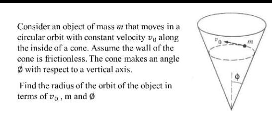 SOLVED: Consider an object of mass m that moves in a circular orbit with constant velocity Vo ...