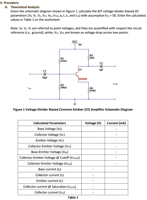II. Procedure A. Theoretical Analysis Given the schematic diagram shown in Figure 1, calculate ...
