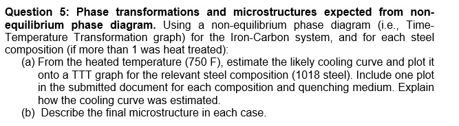 Question 5: Phase transformations and microstructures expected from non-equilibrium phase ...