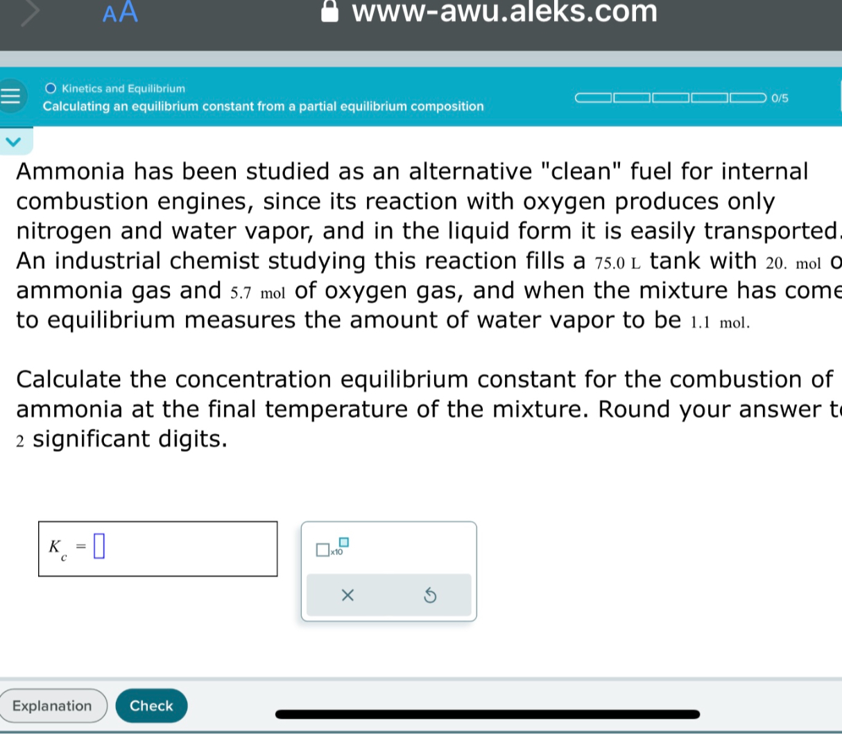 SOLVED: AA www-awu.aleks.com Kinetics and Equilibrium Calculating an ... SOLVED: AA www-awu.aleks.com Kinetics and Equilibrium Calculating an ...