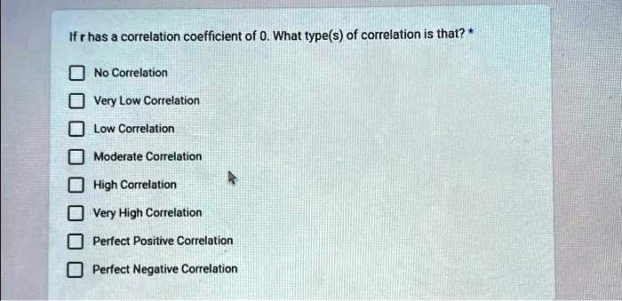 SOLVED: If r has a correlation coefficient of O.What type(sof ...