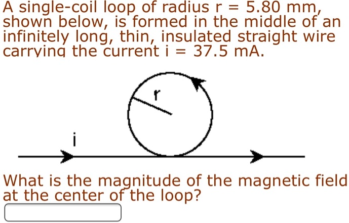 SOLVED: A single-coil loop of radius 5.80 mm shown below is formed in ...