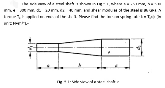 SOLVED: The side view of a steel shaft is shown in Fig 5.1, where a ...