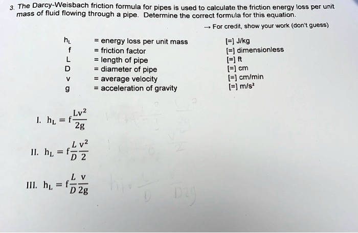 the darcy weisbach friction formula for pipes is used to calculate the ...