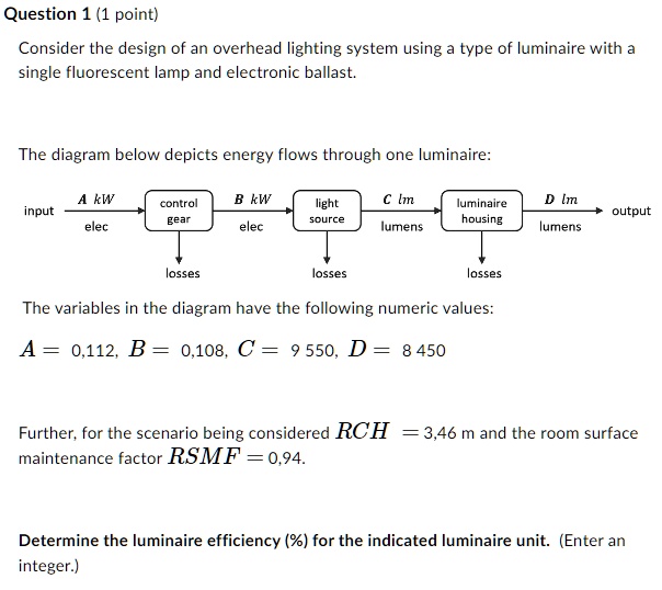 SOLVED: Consider the design of an overhead lighting system using a type ...