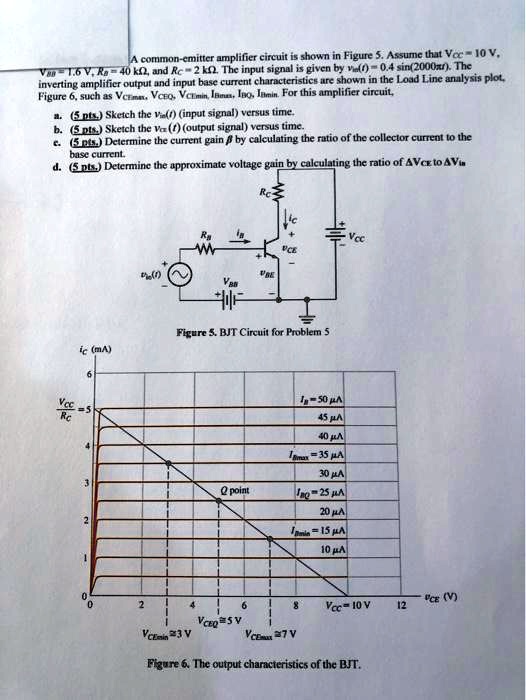 SOLVED: A common-emitter amplifier circuit is shown in Figure 5. Assume that Vcc = 10 V, R1 ...