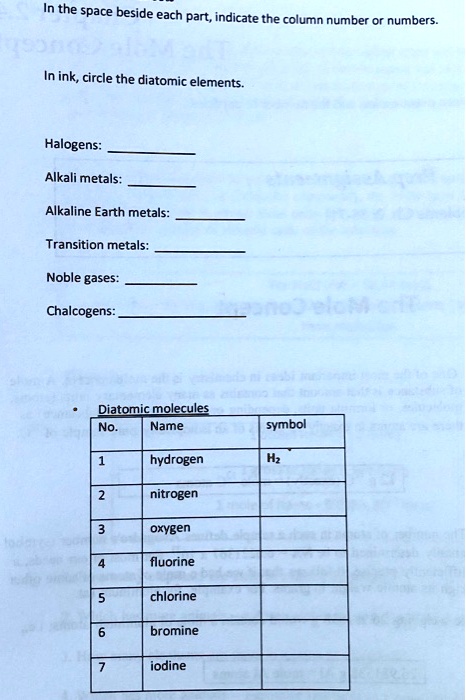in the space beside each part indicate the column number or numbers in ...