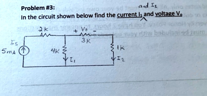 Problem #3: In the circuit shown below, find the current I and voltage V.