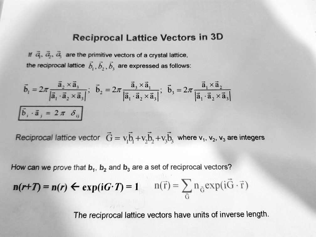 reciprocal lattice vectors in 3d f are the primitive vectors of a ...