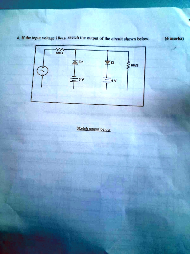 SOLVED: If the input voltage is 10Vpp, sketch the output of the circuit ... SOLVED: If the input voltage is 10Vpp, sketch the output of the circuit ...