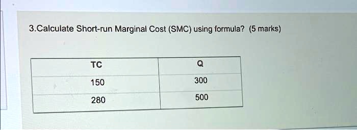 SOLVED: 3.Calculate Short-run Marginal Cost (SMC) using formula? (5 ...