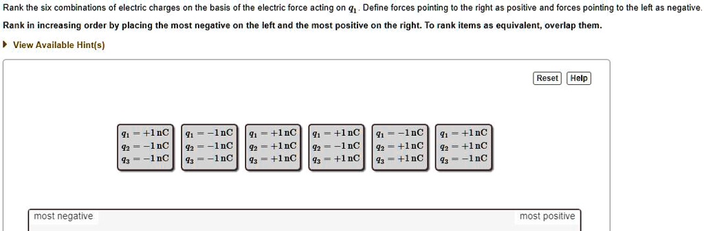 rank the six combinations of electric charges on the basis of the ...