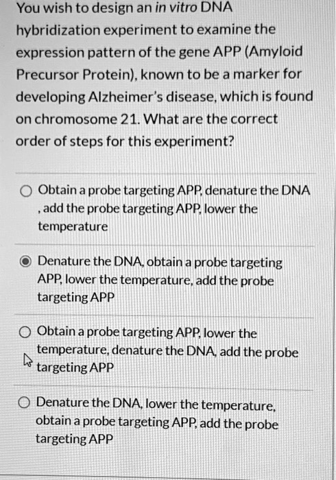 you wish to design an in vitro dna hybridization experiment to examine ...