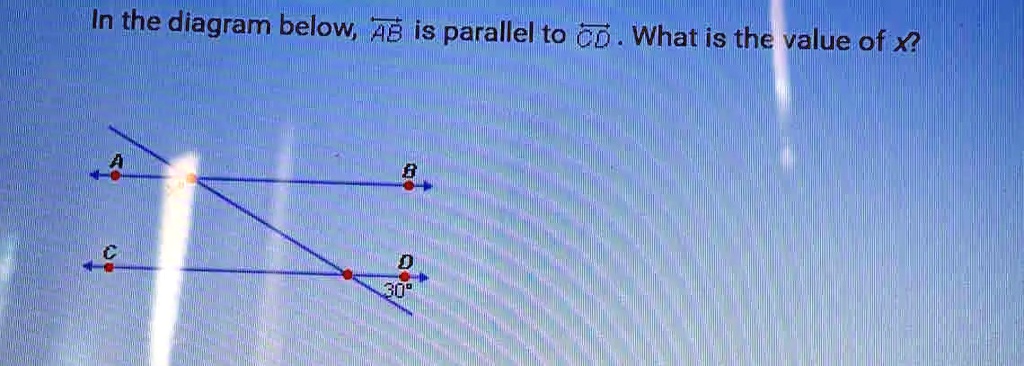SOLVED: In the diagram below; AB is parallel to CD What is the value of X